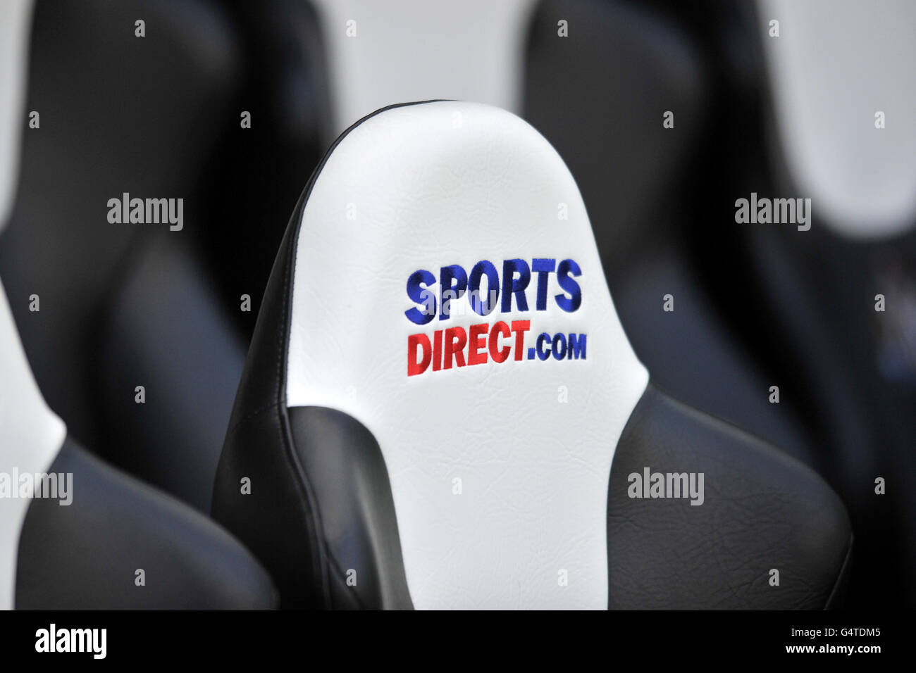A general view of sportsdirect.com signage on the dugout seats at the ...