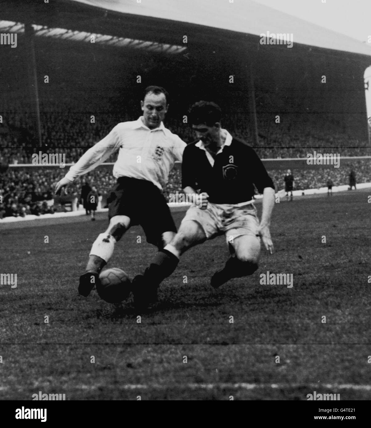 Football action full length tackling Black and White Stock Photos ...