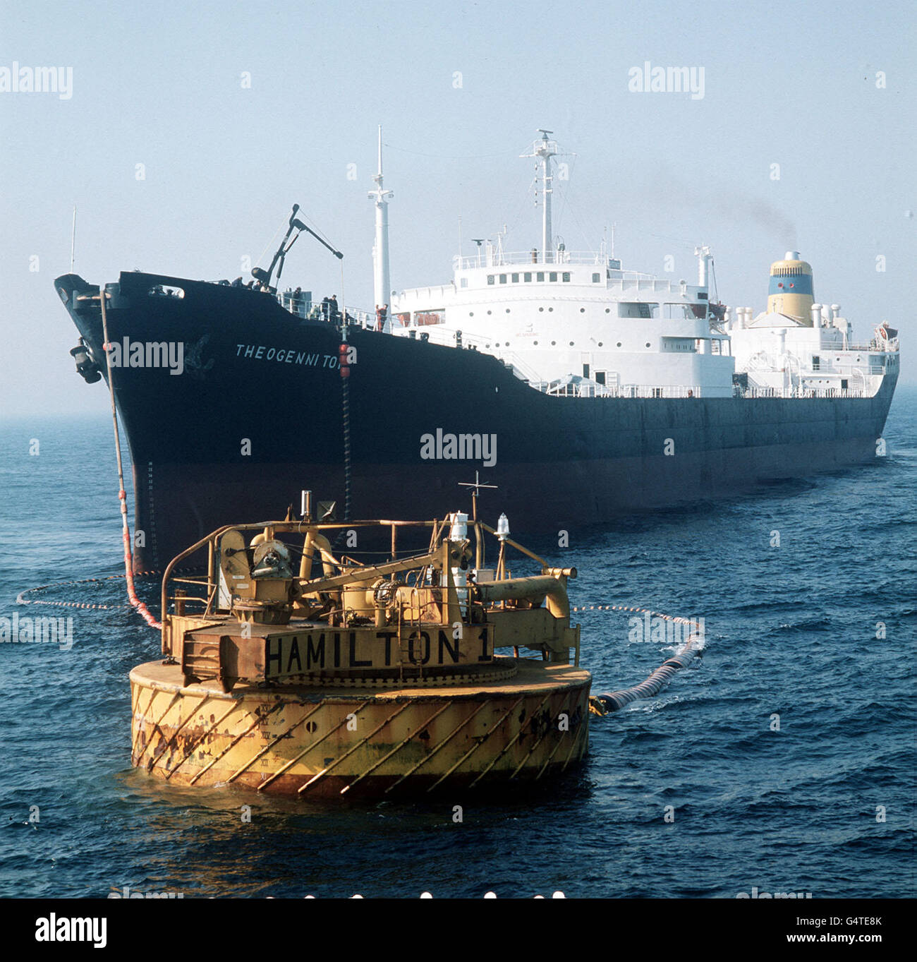 A tanker taking aboard a cargo of Britain 's first commercial North sea ...