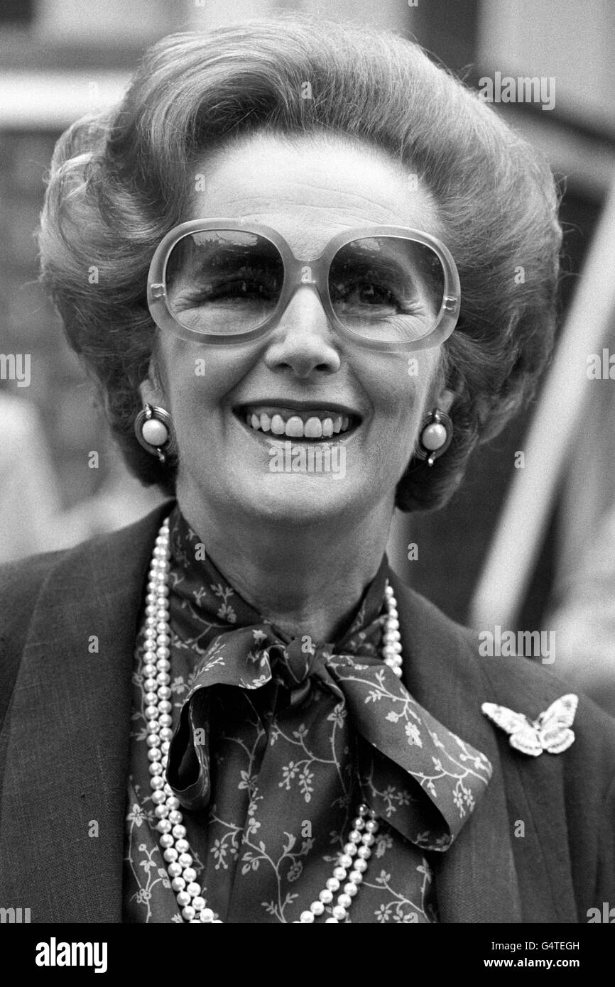Prime Minister Margaret Thatcher leaving HRH Princess Christian's ...