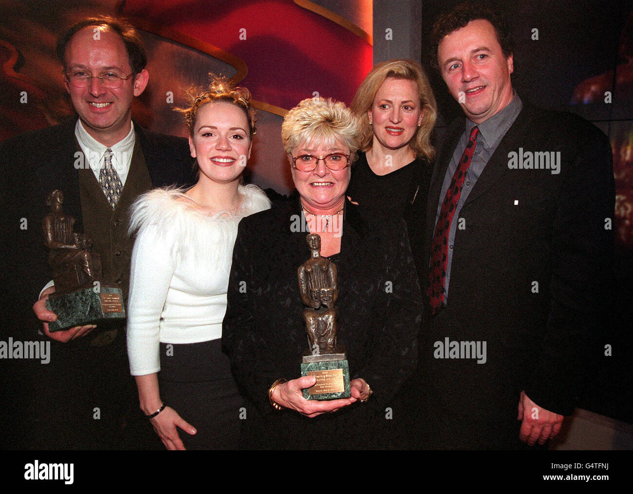 Actresses Rachel Leskovac (2nd L) and Barbara Dickson (2nd R), stars of ...