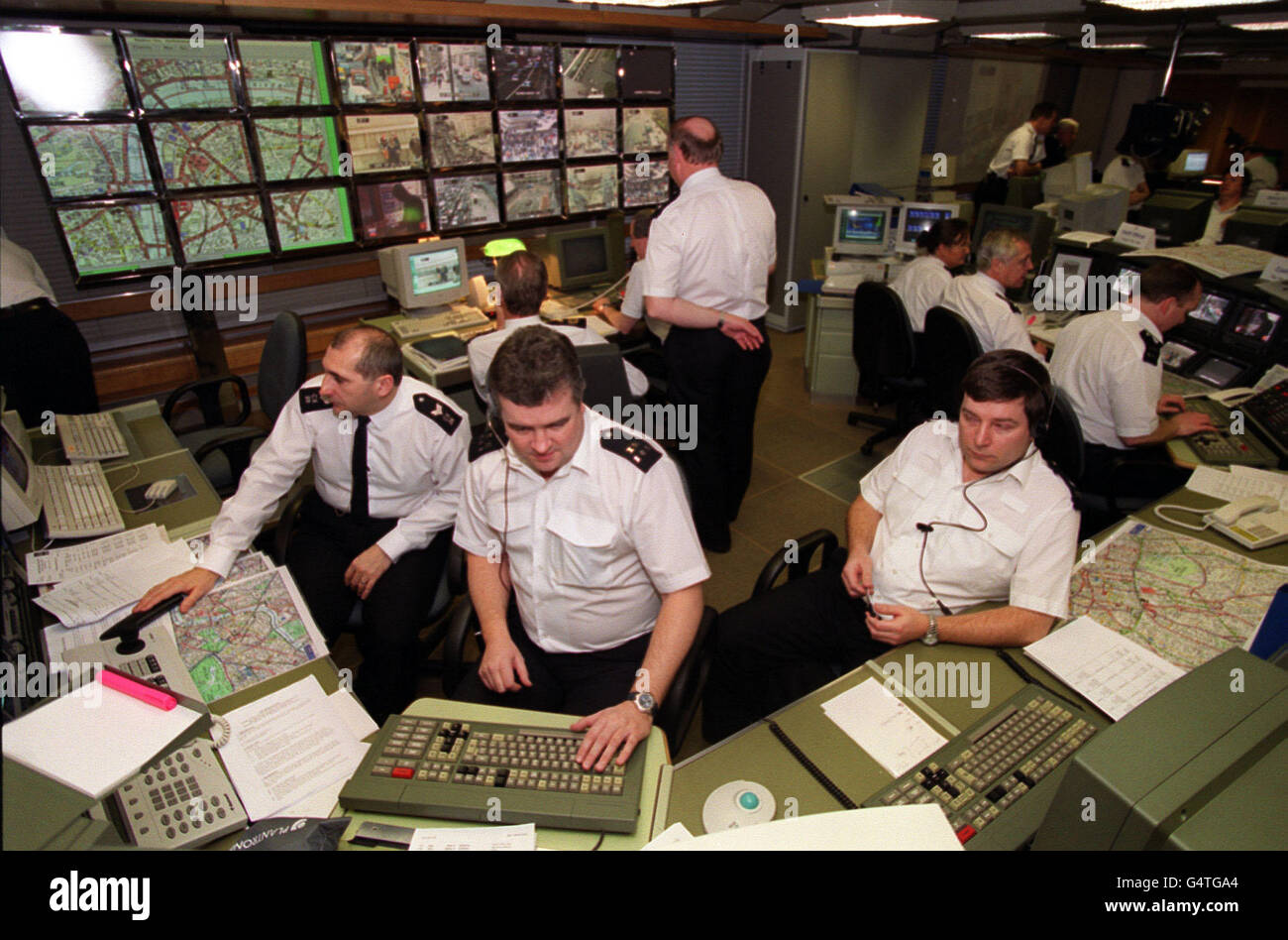 The Riot Control room at Scotland Yard in London where police are ...