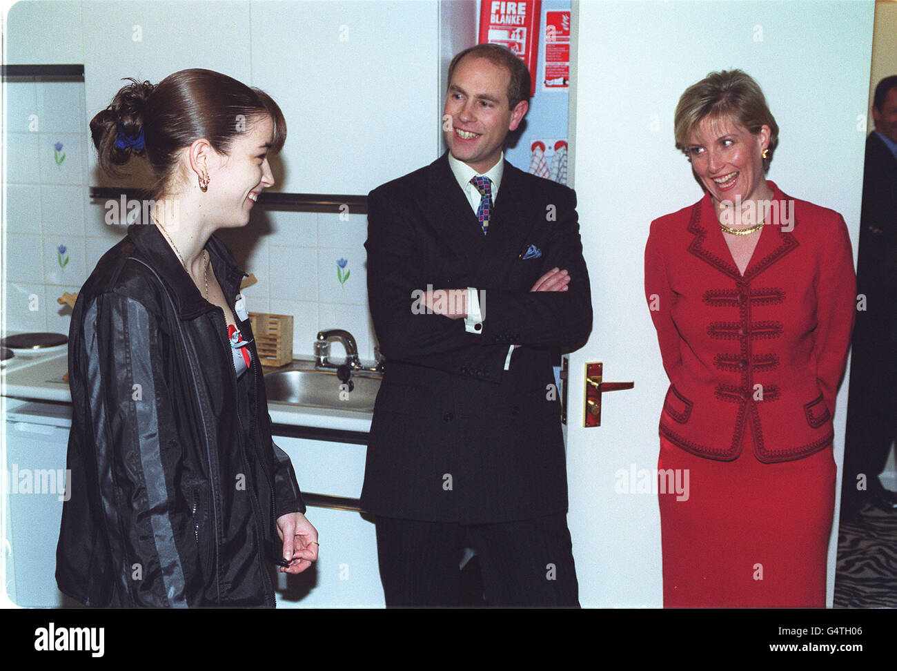 The Earl (centre) and Countess of Wessex (right) talk with Elle Lewis ...