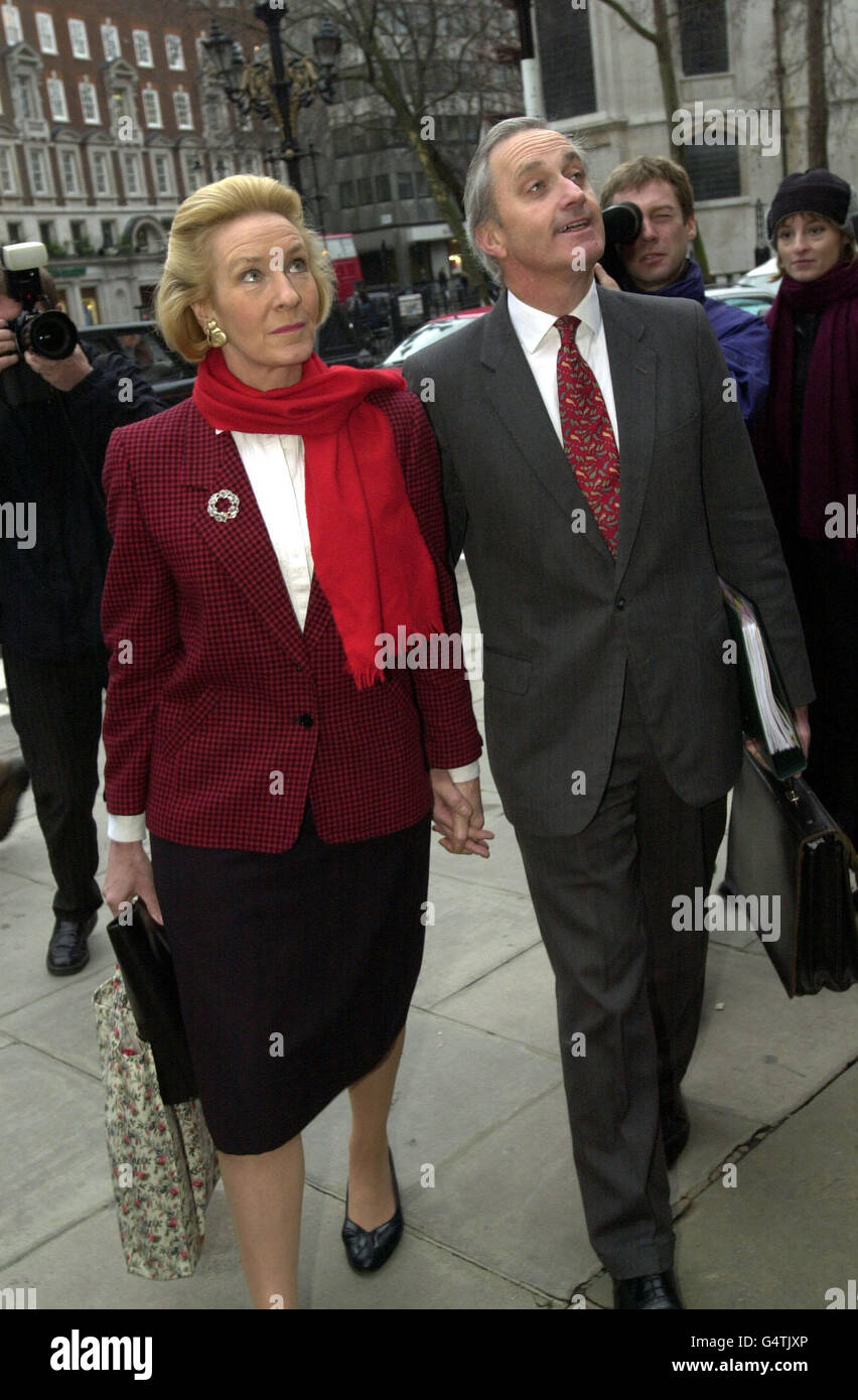 Neil Hamilton and his wife Christine arrive at the High Court in London ...