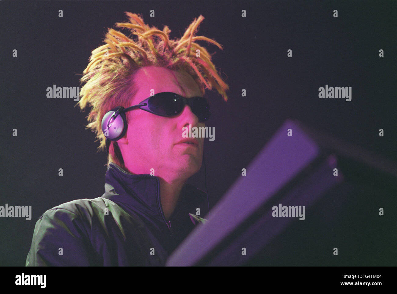 Chris Lowe of 'The Pet Shop Boys' performing on stage at Wembley Arena ...