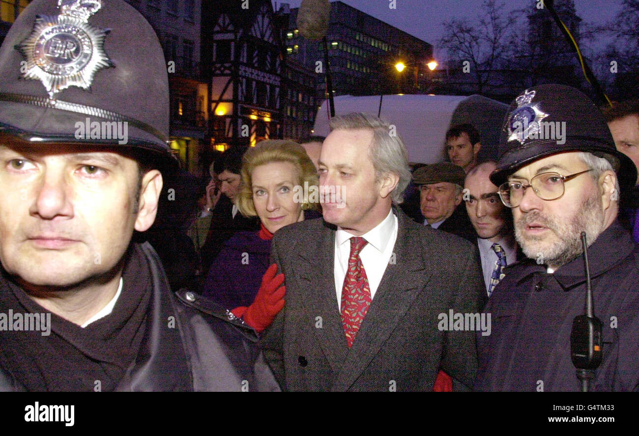 Former Tory MP Neil Hamilton and his wife Christine outside the High ...