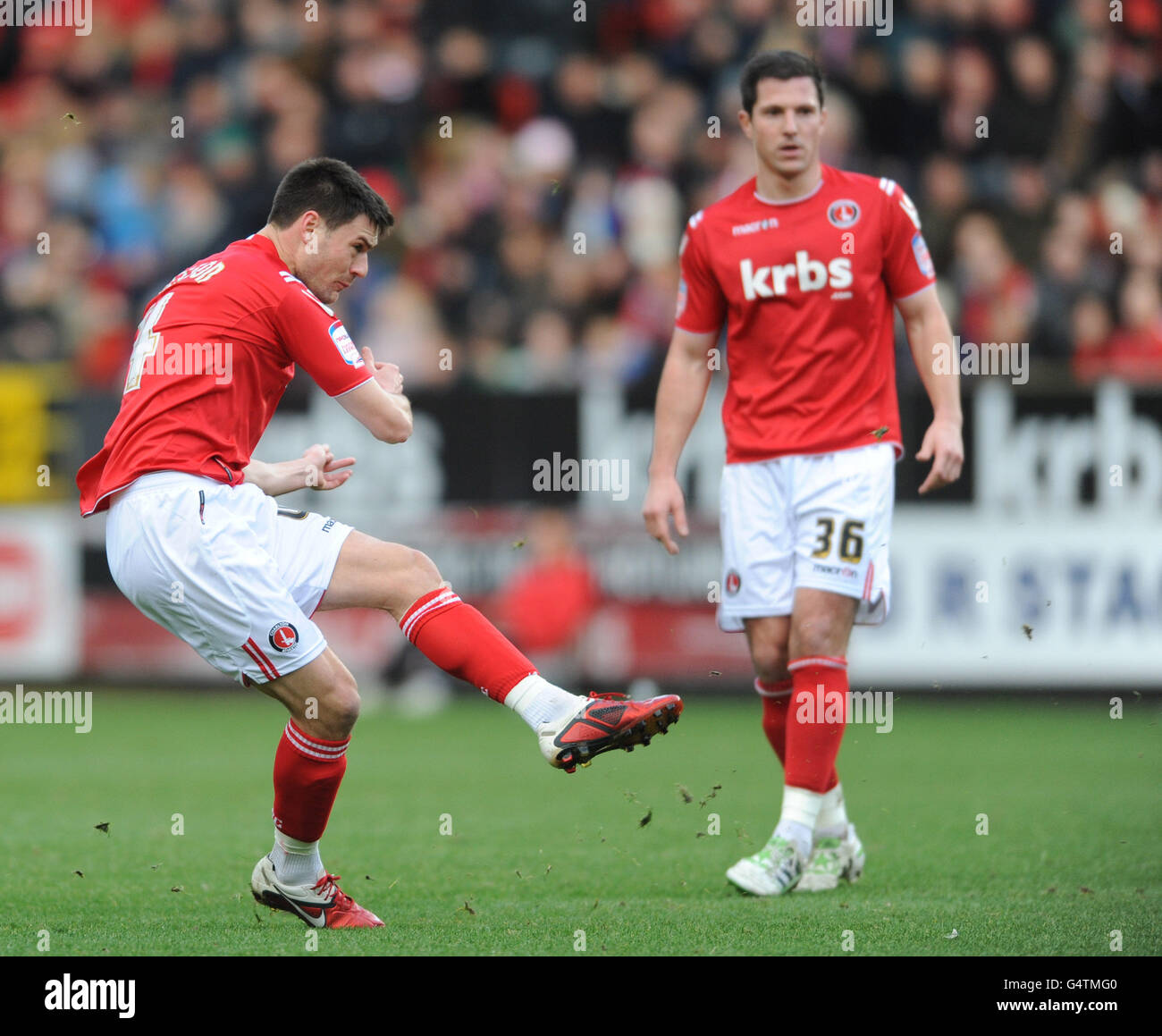 Charlton Athletic's Johnnie Jackson scores his side's first goal with ...