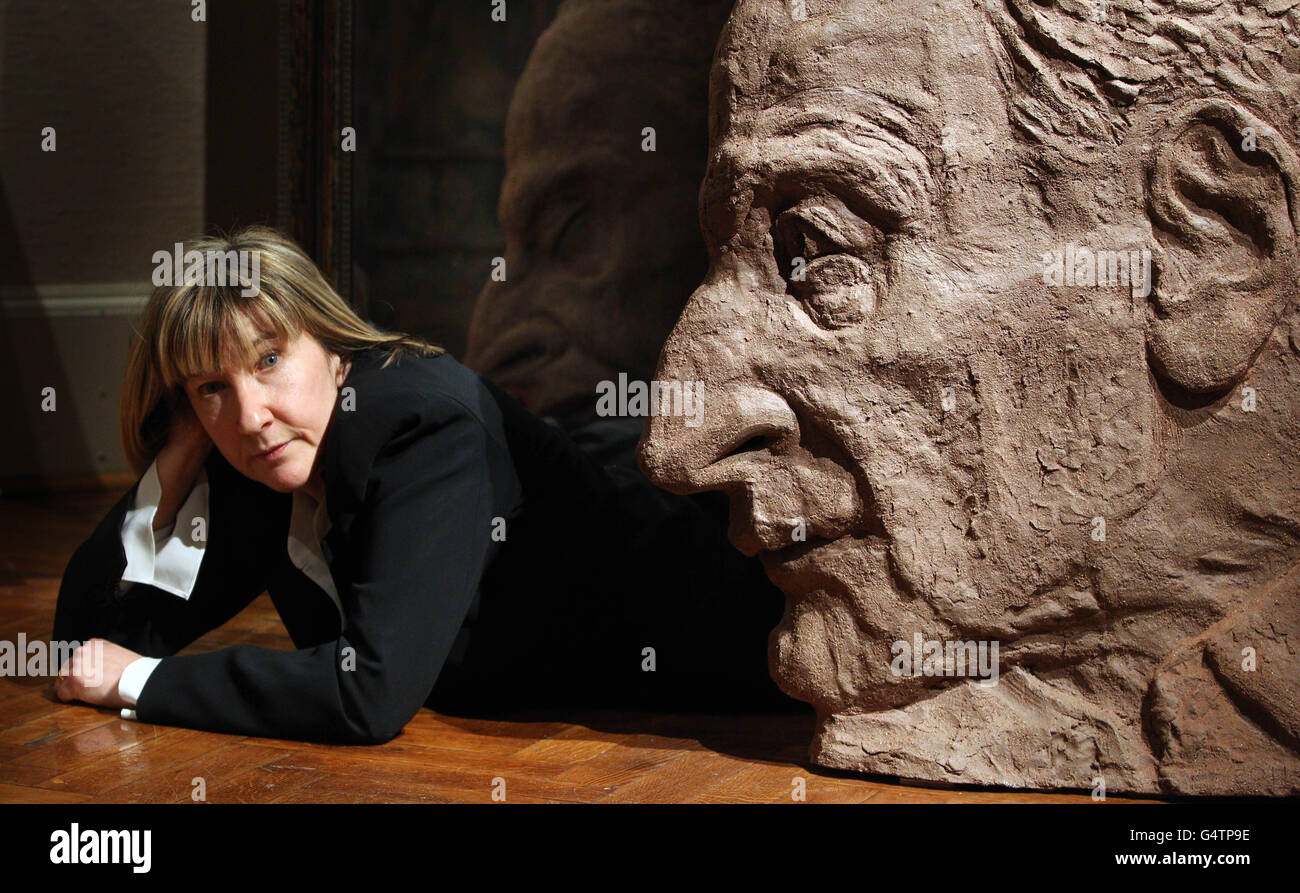 Artist Jane McAdam Freud with her large scale sculpture of her father ...