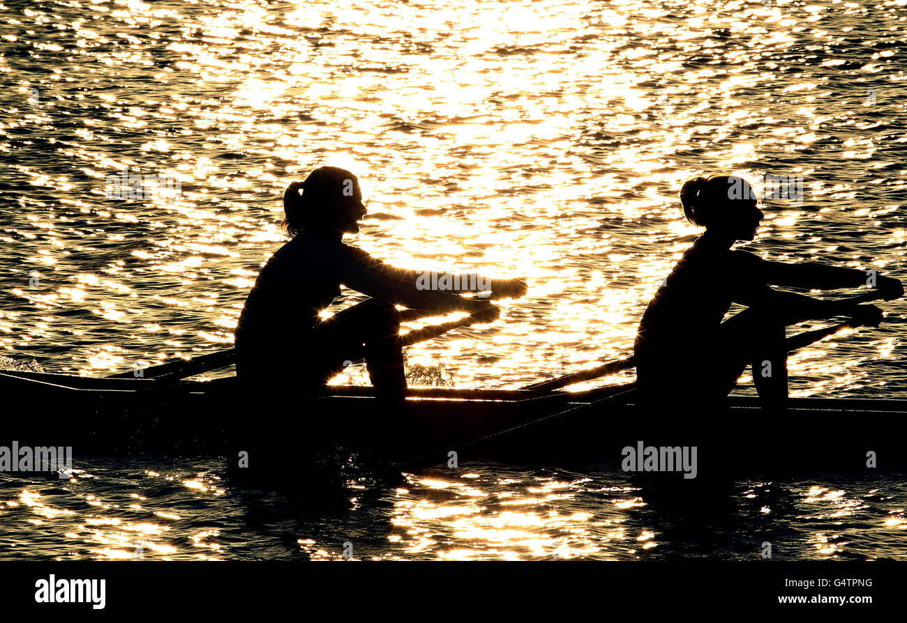Members of the GB Rowing team take to the water during a training day ...