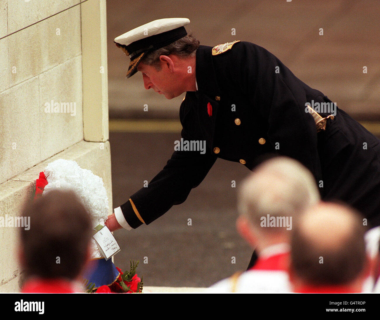 The Prince of Wales lays a wreath at the Cenotaph, during the ...