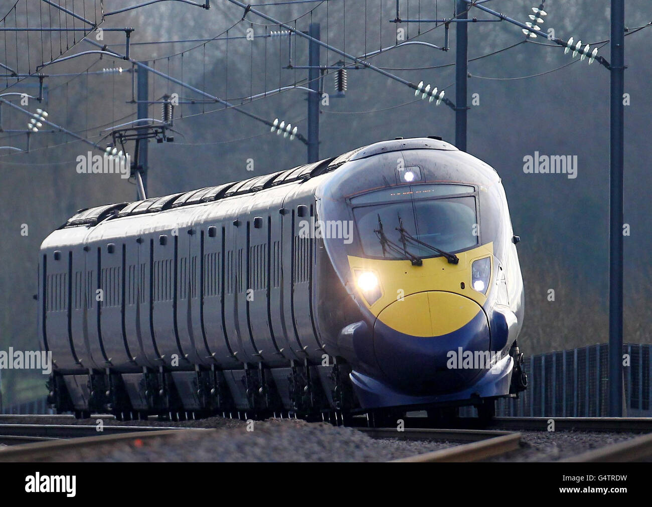 A general view of a Hitachi Class 395 Javelin train as it passes ...