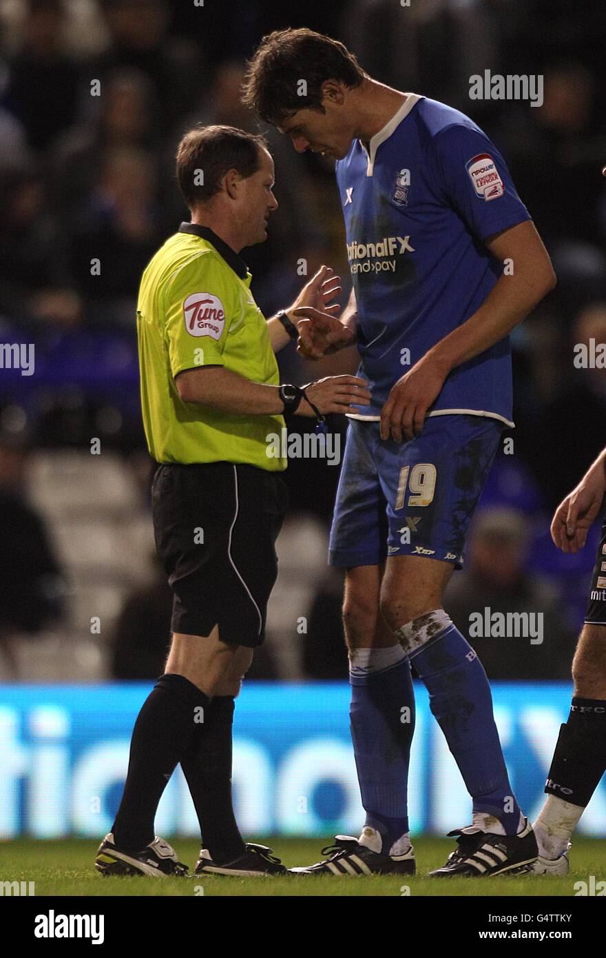 Referee rob lewis has words with birmingham citys nikola zigic hi-res ...