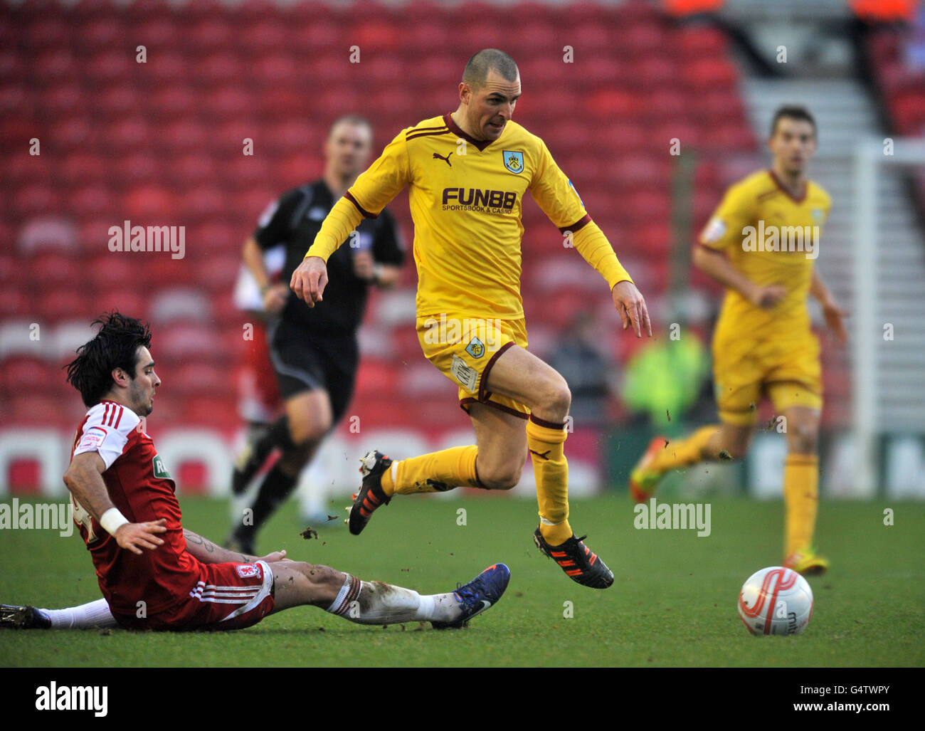 Middlesbroughs rhys williams fouls burnleys dean marney hi-res stock ...