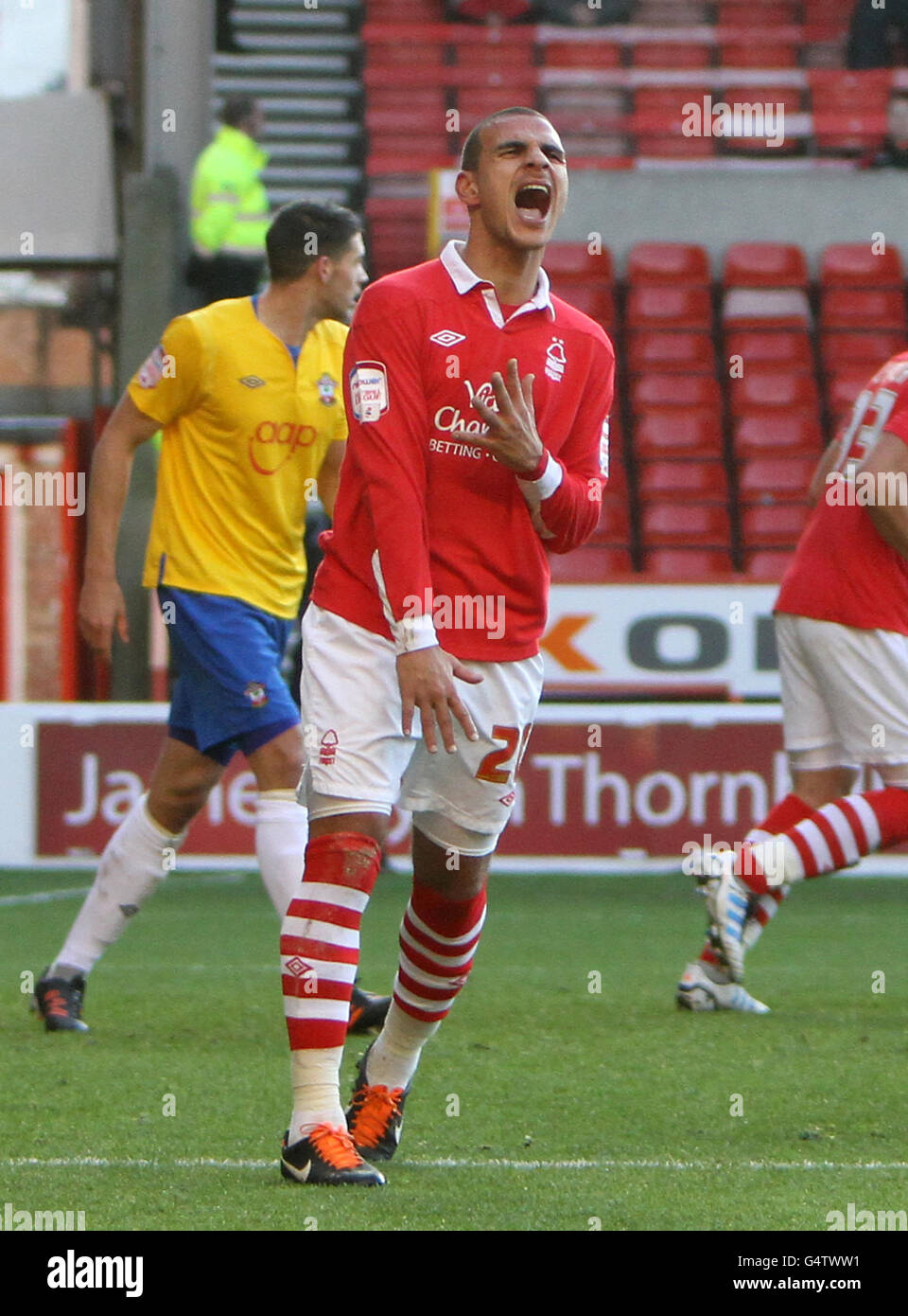 Nottingham Forest's Marcus Tudgay reacts after missing a shot on goal ...