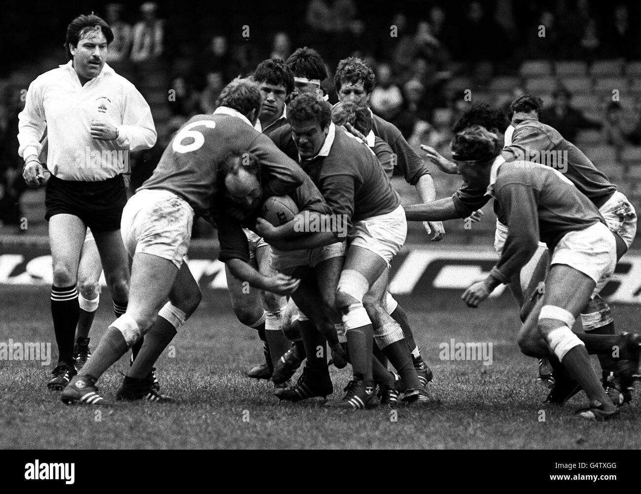 Mike Rafter (with ball), playing for the Welsh Rugby Union President's ...