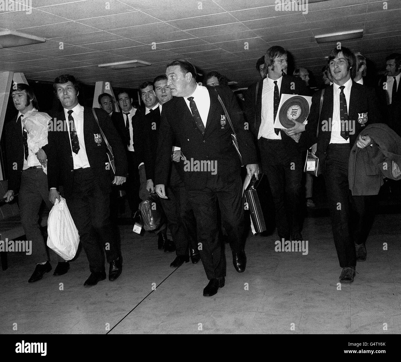 The 1971 British Lions on their return from their rugby tour of New ...
