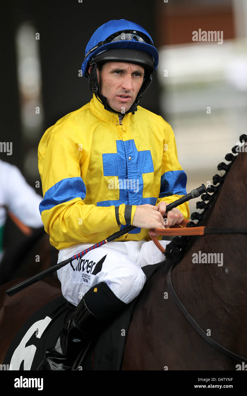 Jockey Neil Callan on Swindy before the Keltbray Handicap Stock Photo ...