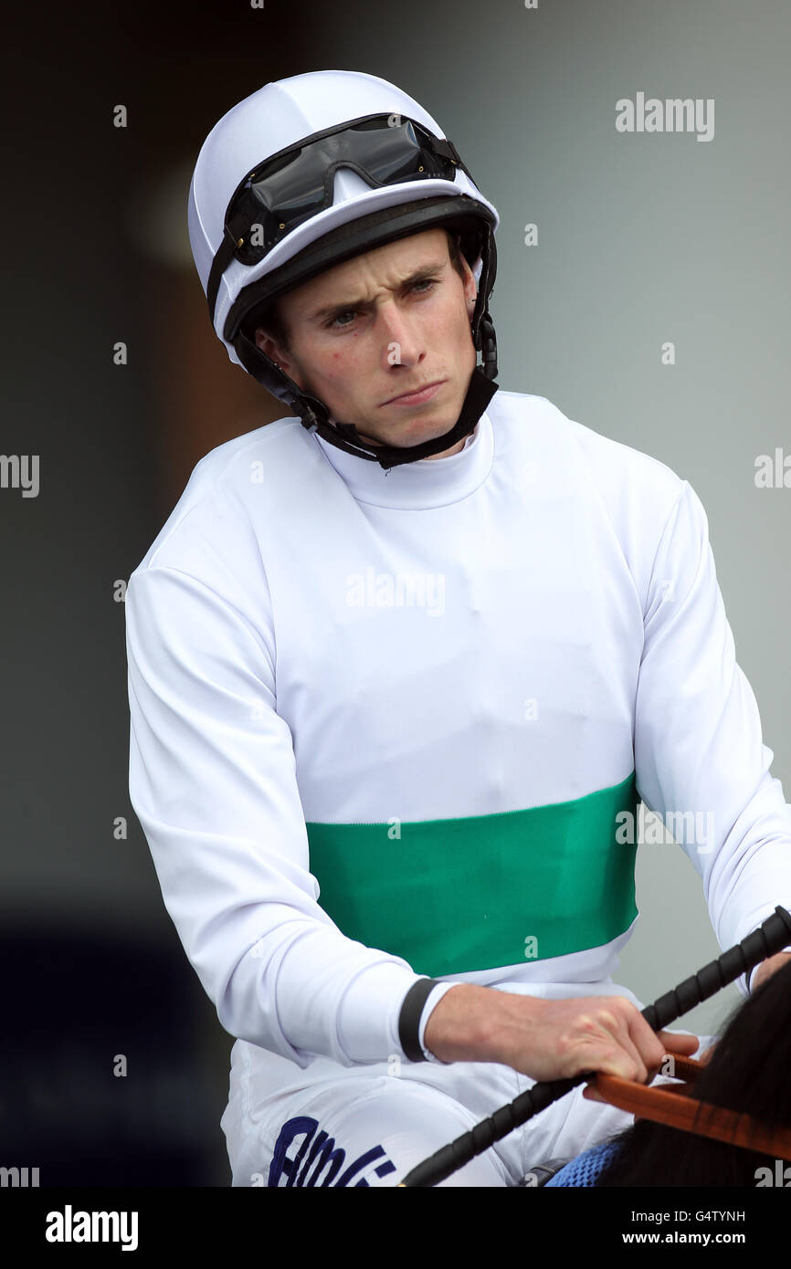 Jockey Ryan Moore on Gatewood before the Keltbray Handicap Stock Photo ...