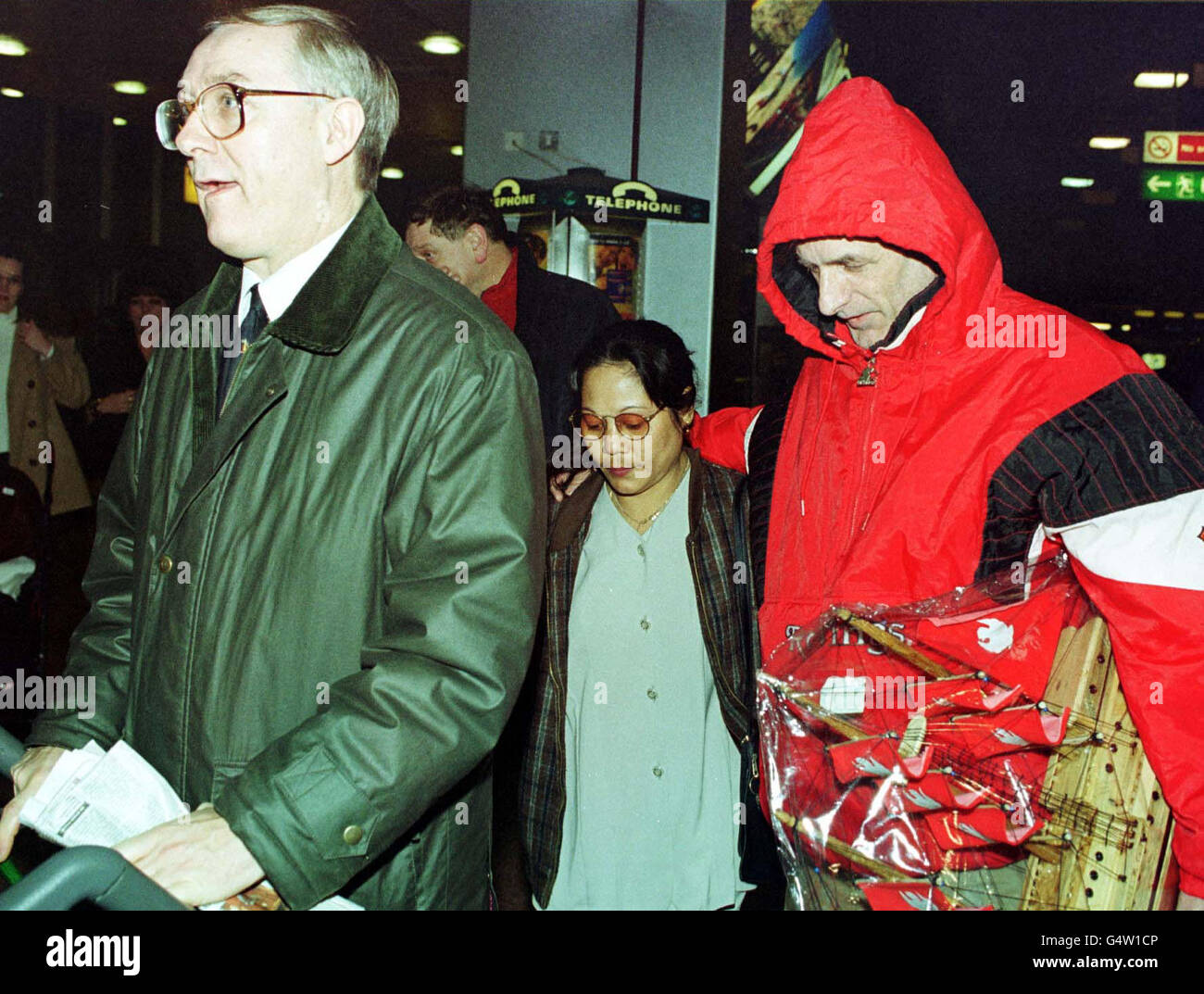 Arriving through heathrows terminal from manilla his girlfriend vicky ...
