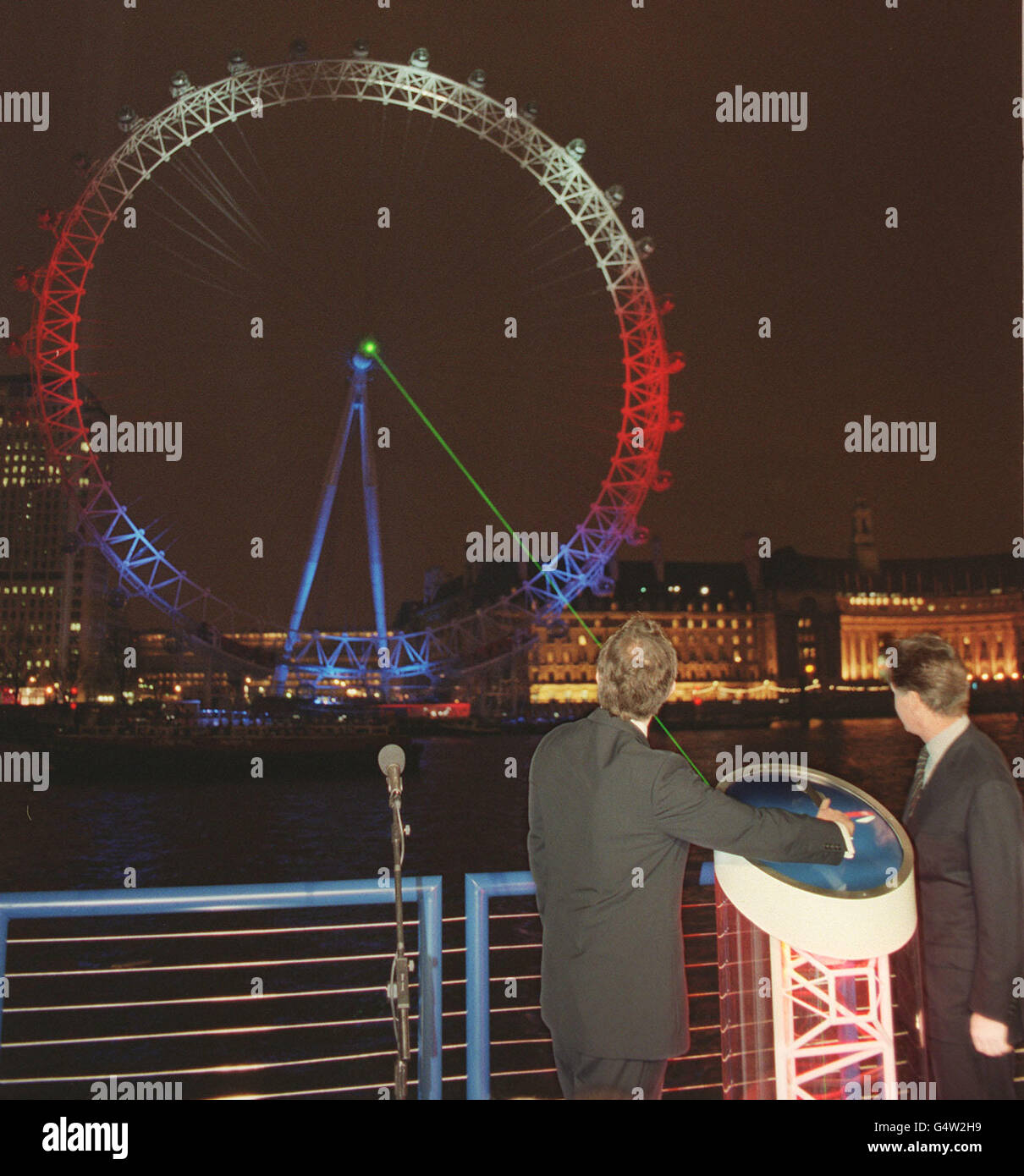 Prime Minister Tony Blair fires a laser to inaugurate the British ...