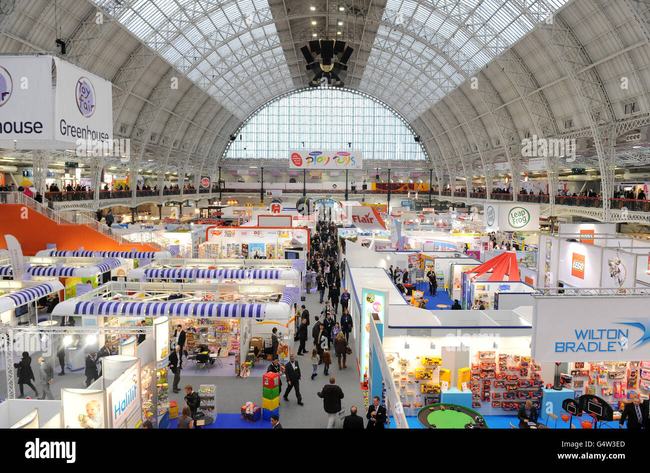 A general view of the London Toy Fair, at Olympia, central London Stock ...