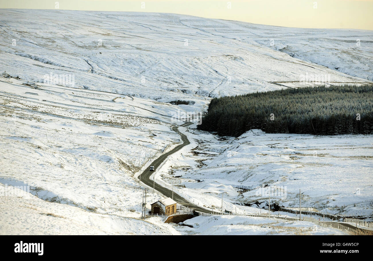 Snow on the A689 in County Durham as forecasters warn the winter ...