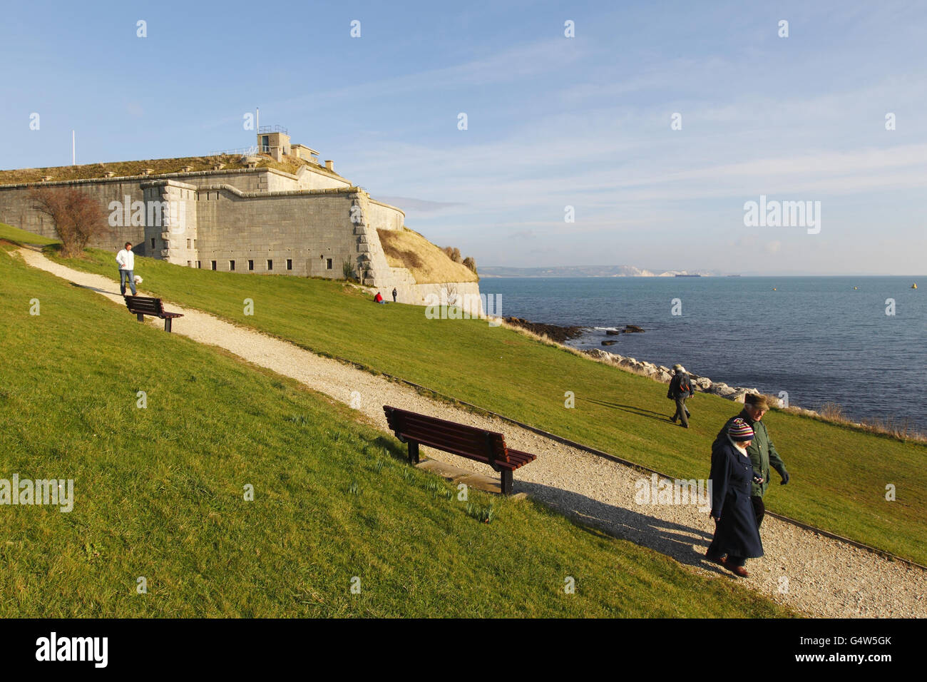 A general view of Nothe Gardens and Nothe Fort in Weymouth, Dorset ...