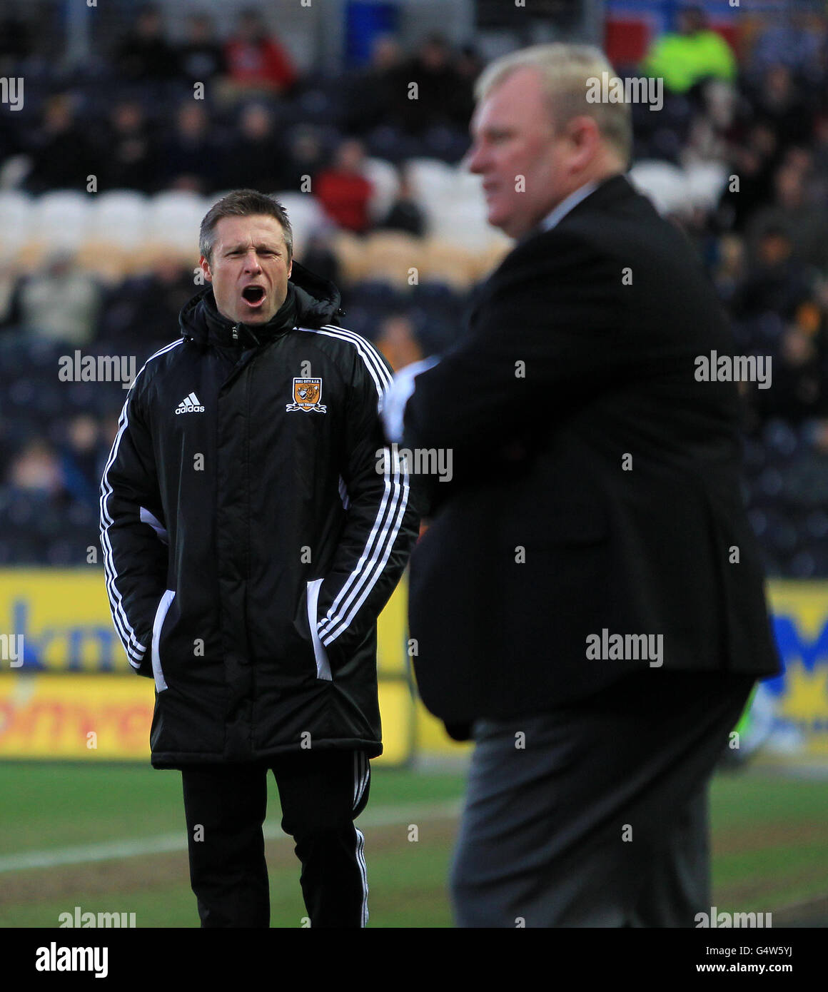 Hull City's Nick Barmby and Crawley Town's manager Steve Evans have ...