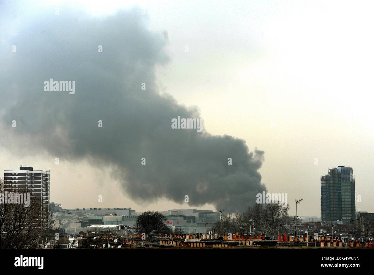 The scene in West London where around 50 firefighters and 10 fire ...