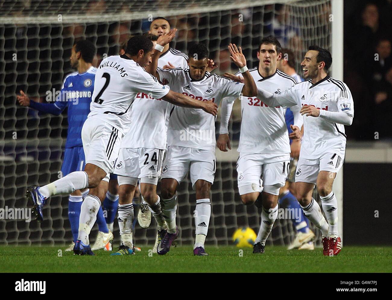 Swansea City's Scott Sinclair celebrates scoring the opening goal of ...