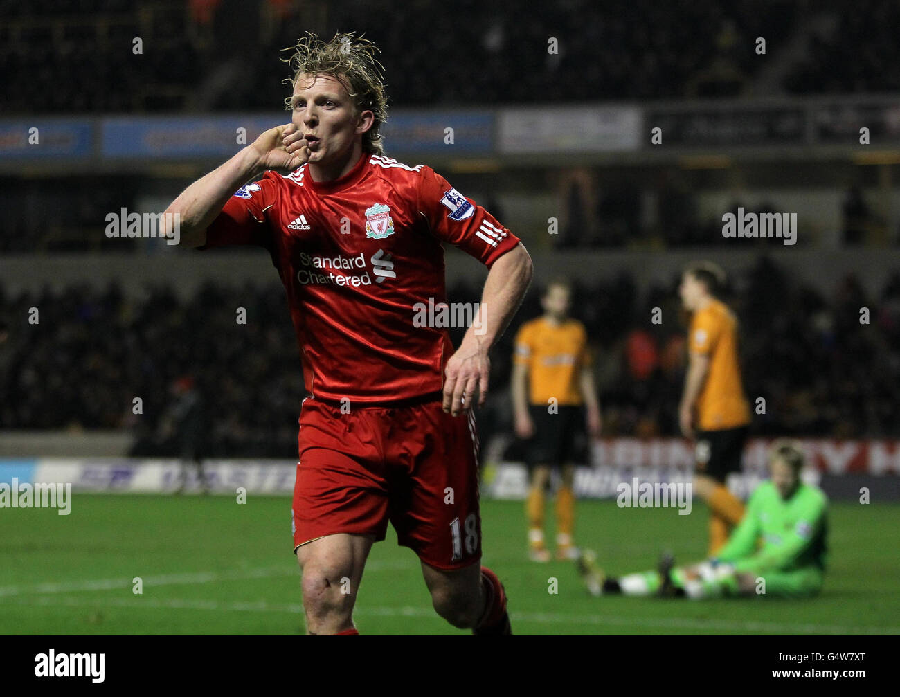 Liverpool's Dirk Kuyt celebrates scoring their third goal during the ...