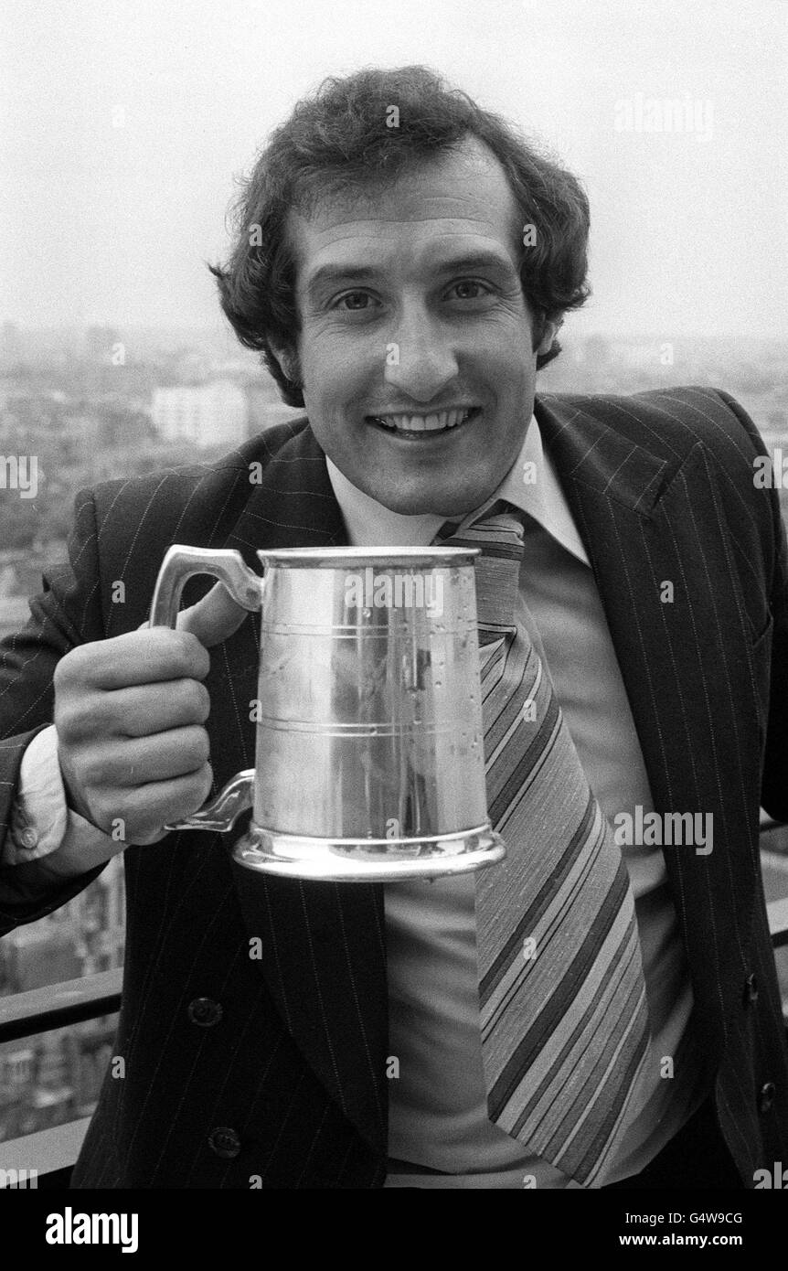 Gareth Edwards celebrates with a tankard of champagne after being named ...