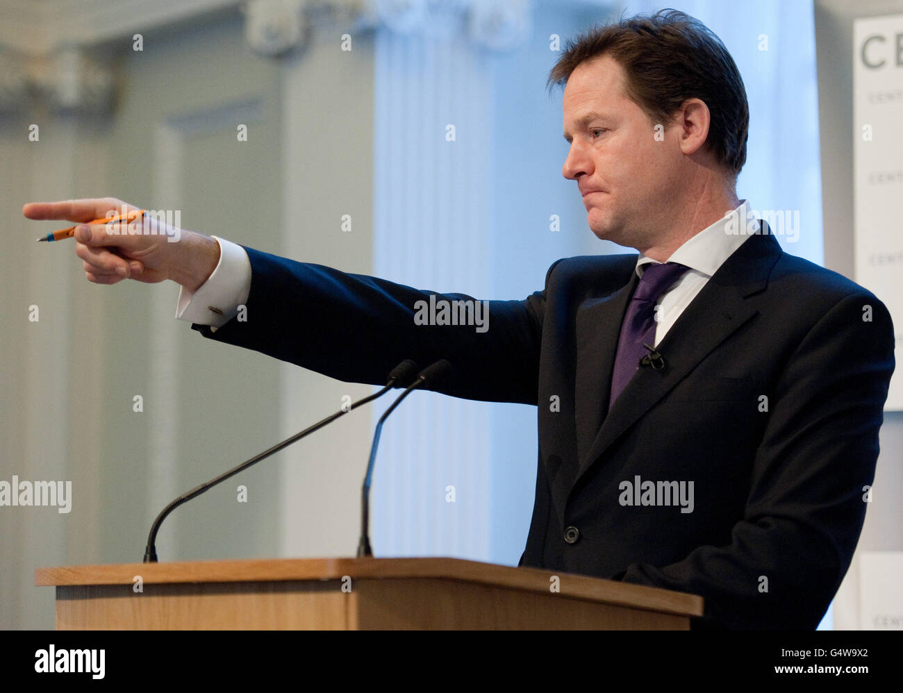 Nick Clegg at The Mansion House Stock Photo - Alamy