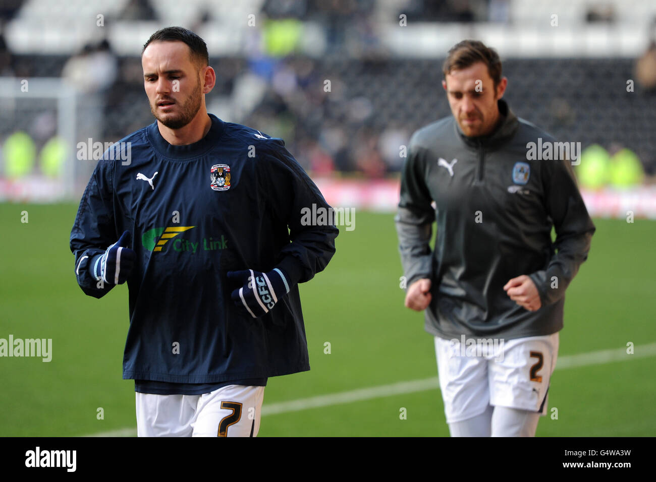 Coventry City's David Bell (left) and Richard Keogh (right) during the ...