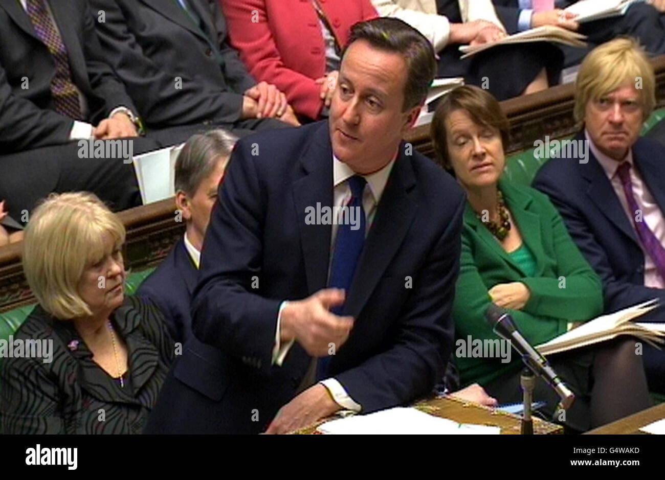 Prime Minister David Cameron speaks during Prime Minister's Questions ...