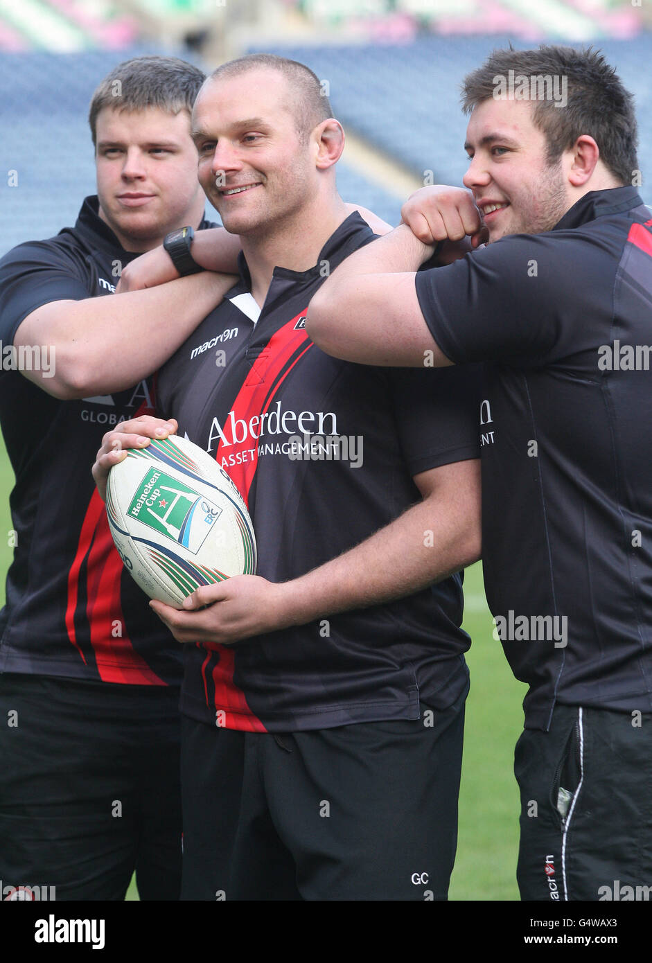 Edinburgh Rugby's (left to right) Lewis Niven, Geoff Cross and Robin ...