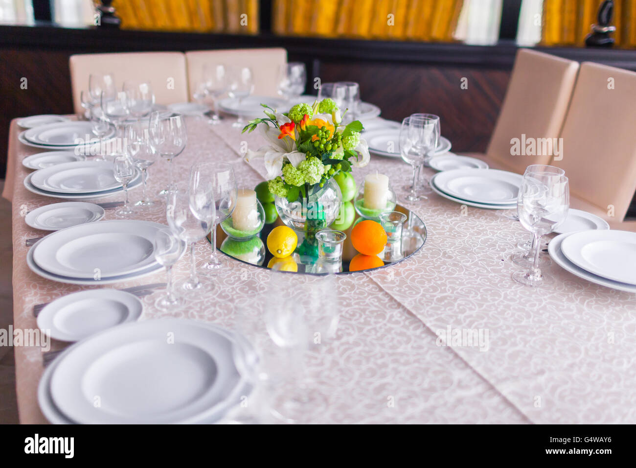 tables decorated with flowers Stock Photo - Alamy