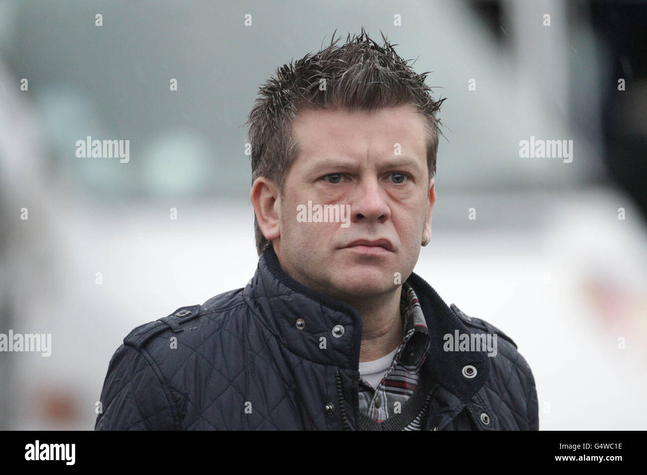Brian Shivers, 46, from Sperrin Mews, Co Londonderry, arrives at Antrim ...