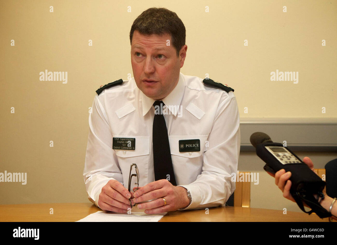 Chief Superintendent Stephen Martin speaking at a press conference held ...