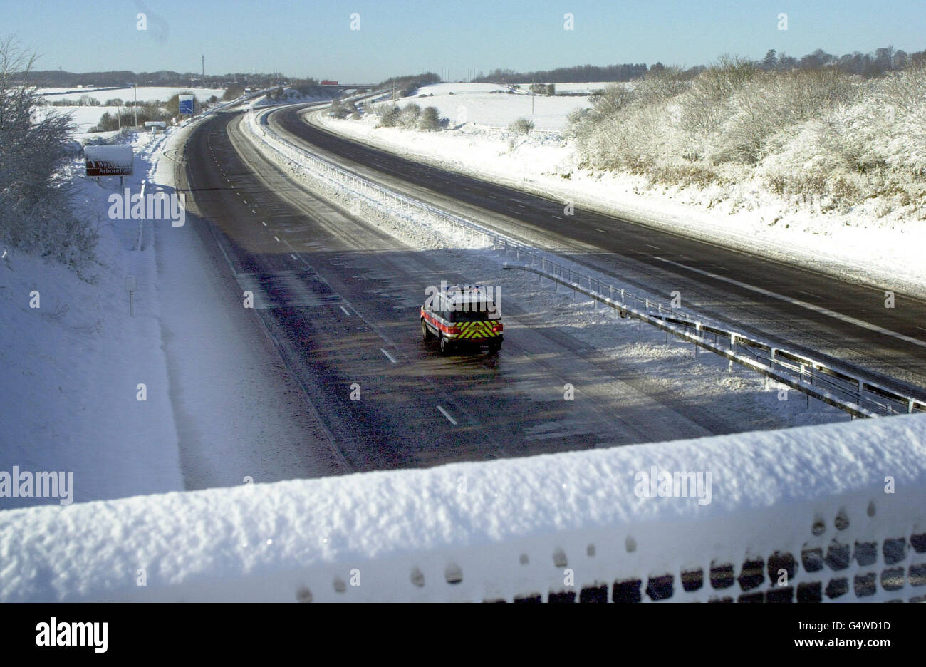 The M4 motorway, near junction 18 north of Bath, which was closed due ...