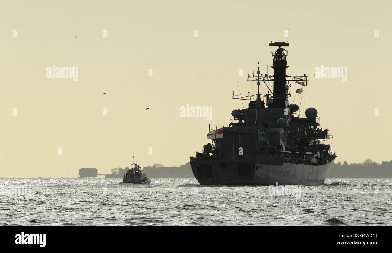 Warship sails on security mission Stock Photo - Alamy