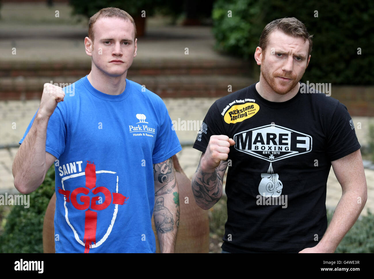 Boxers George Groves and Kenny Anderson (right) during the press ...