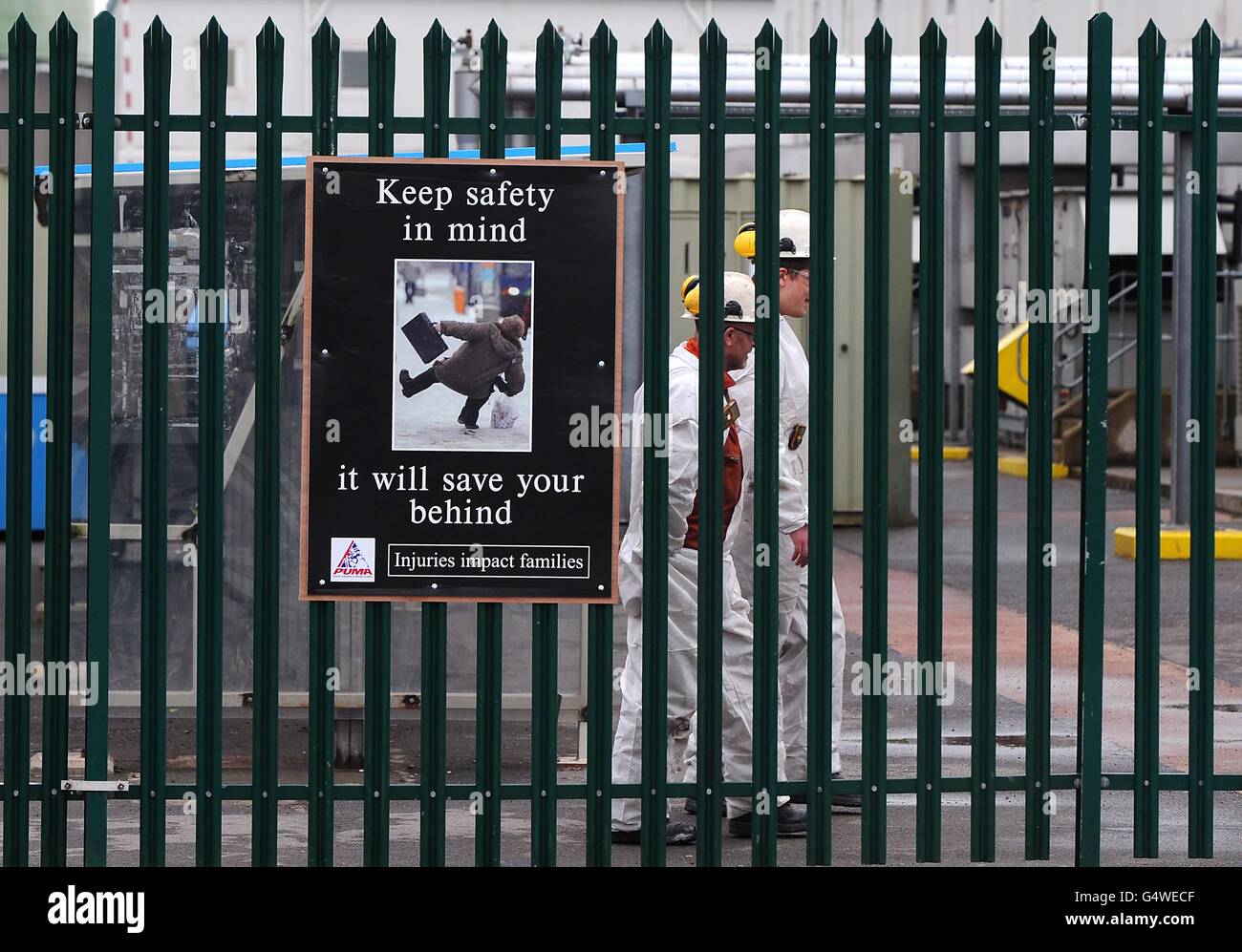 A general view of health and safety signage at the Humber Refinery ...