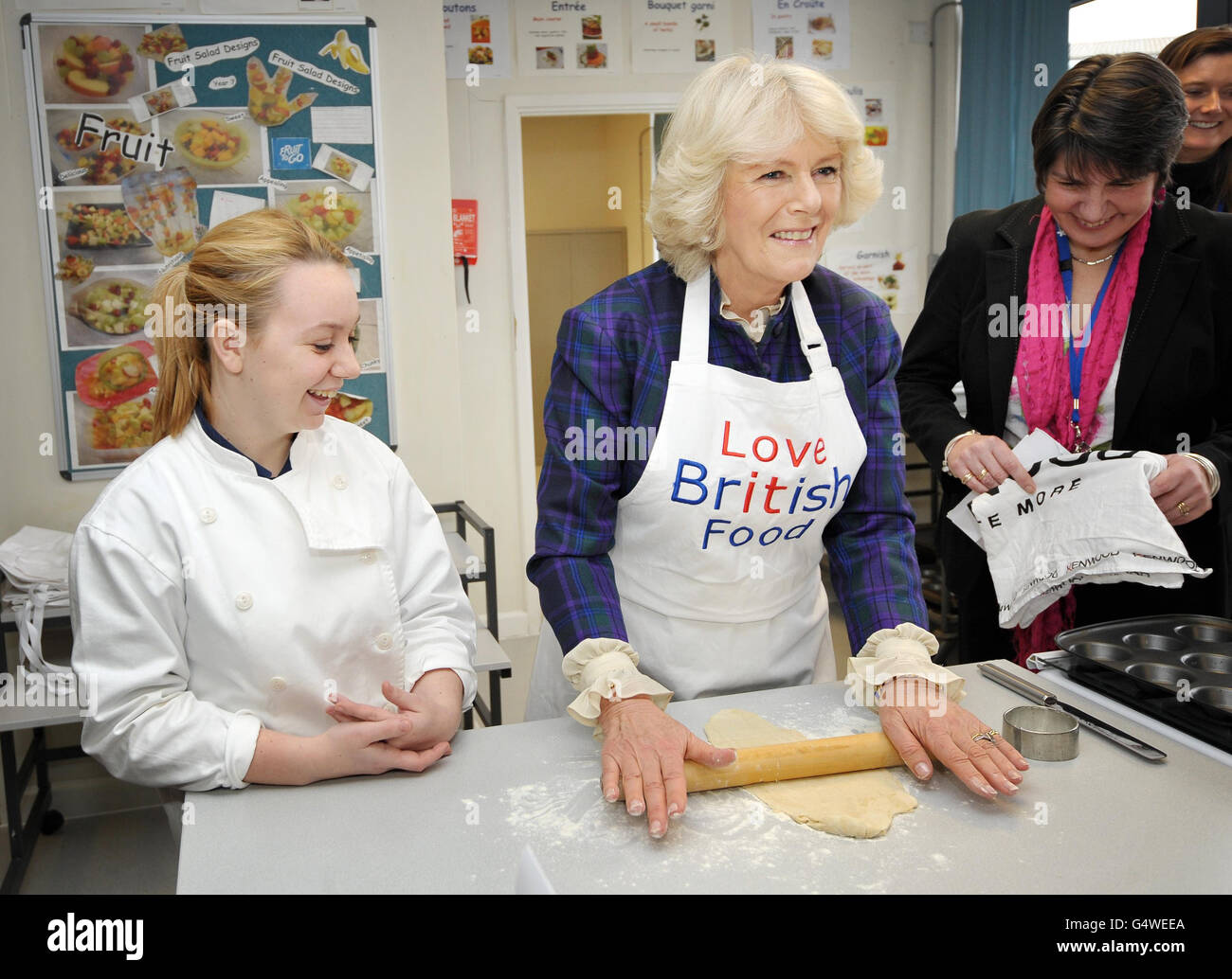 The Duchess of Cornwall with pupil Hannah Stevenson, 14, and ...