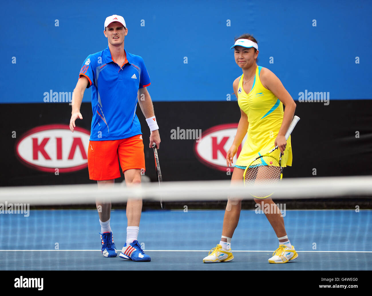 Great Britain's Jamie Murray (left) with his mixed doubles partner ...