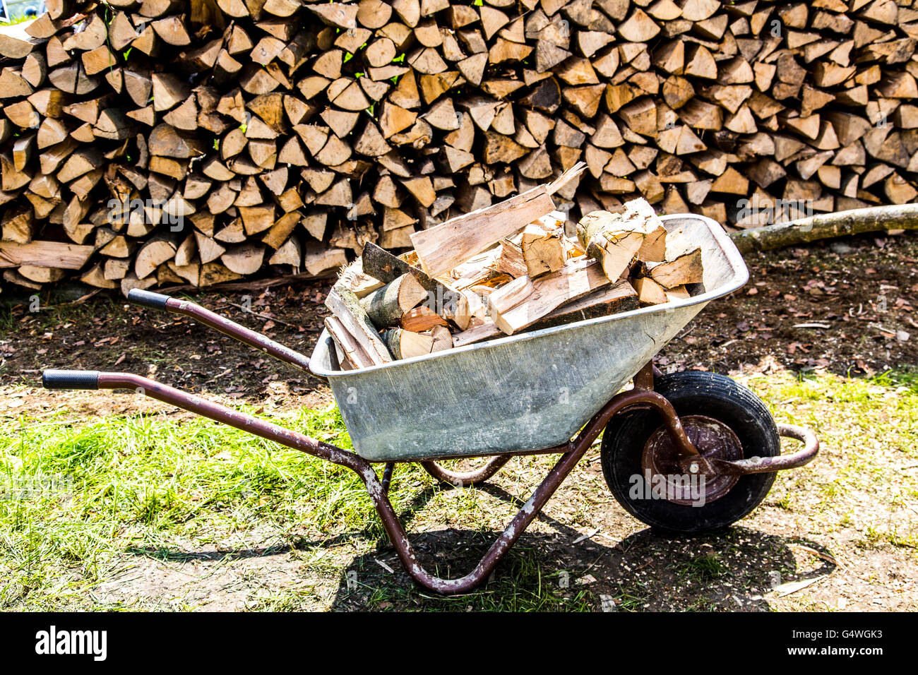 Stacked firewood, logs for burning in the stove or fireplace Stock ...