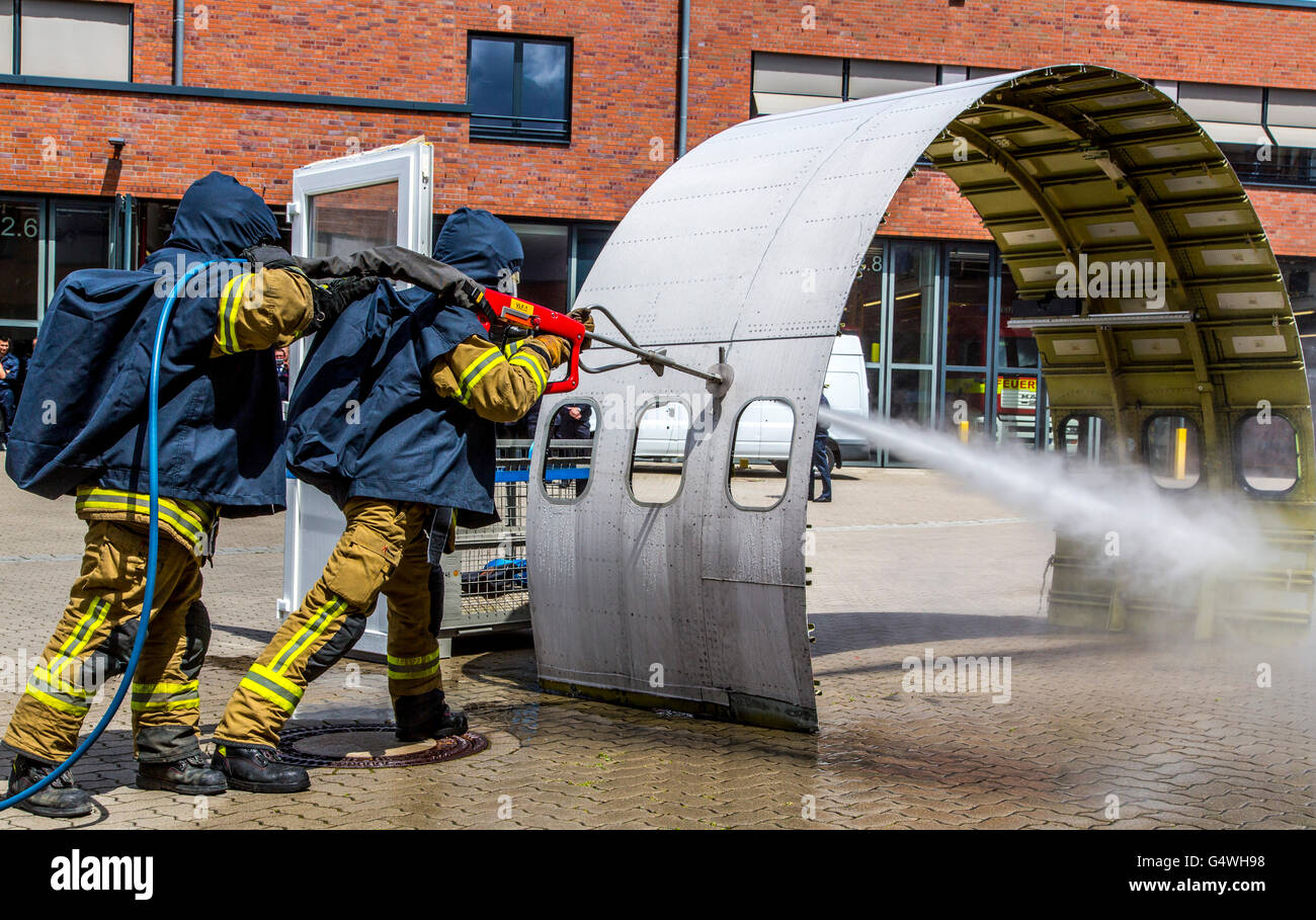 Fire fighters, training, exercise, using the Cobra high pressure water ...