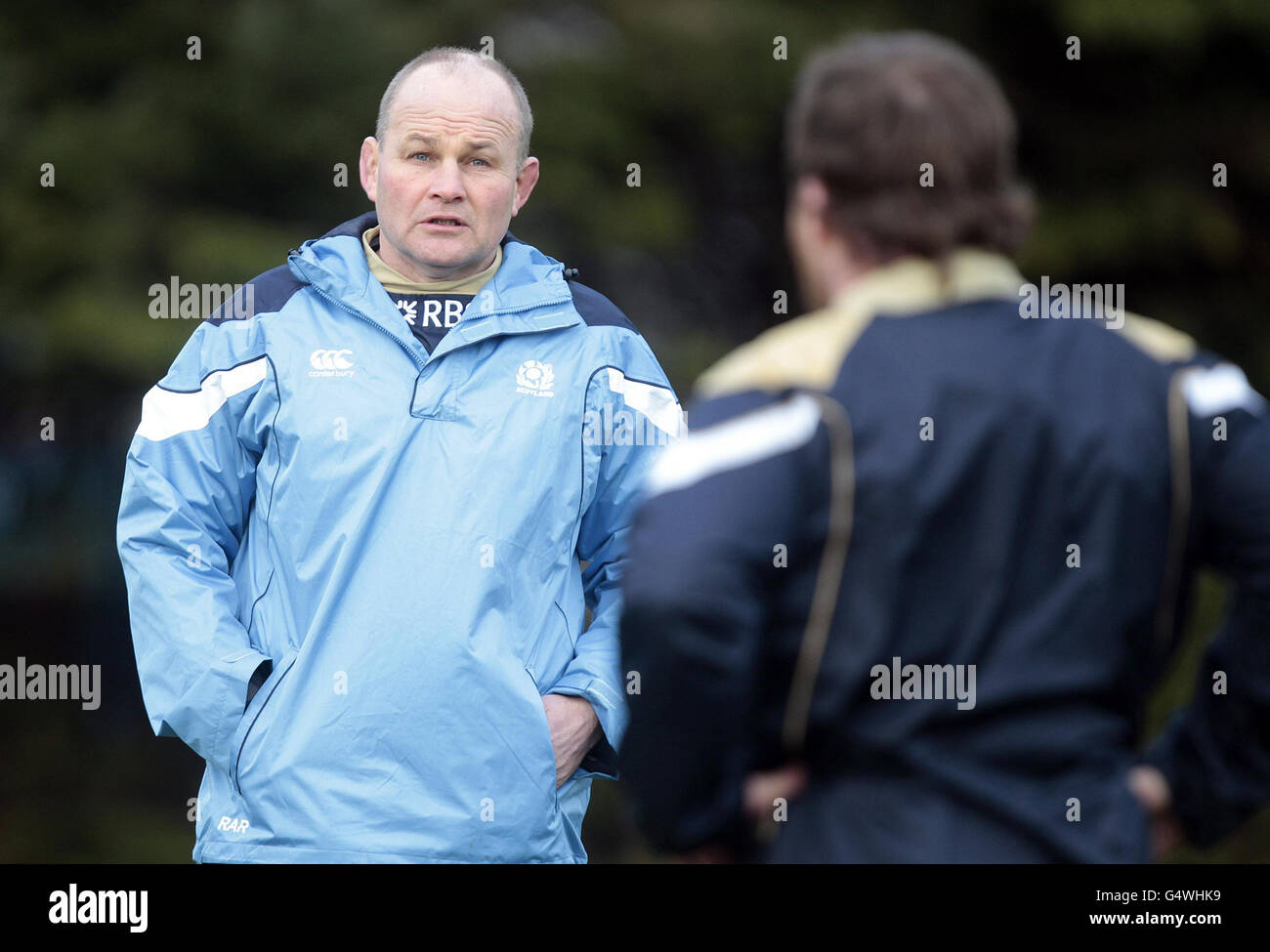 Scotland head coach, Andy Robinson (left) with Allan Jacobsen during ...