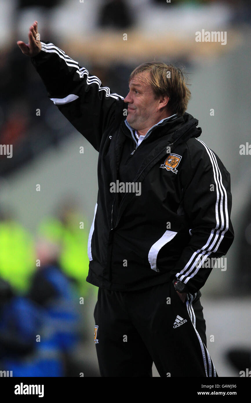 Hull City first team coach Steve Wigley directs the players on the ...