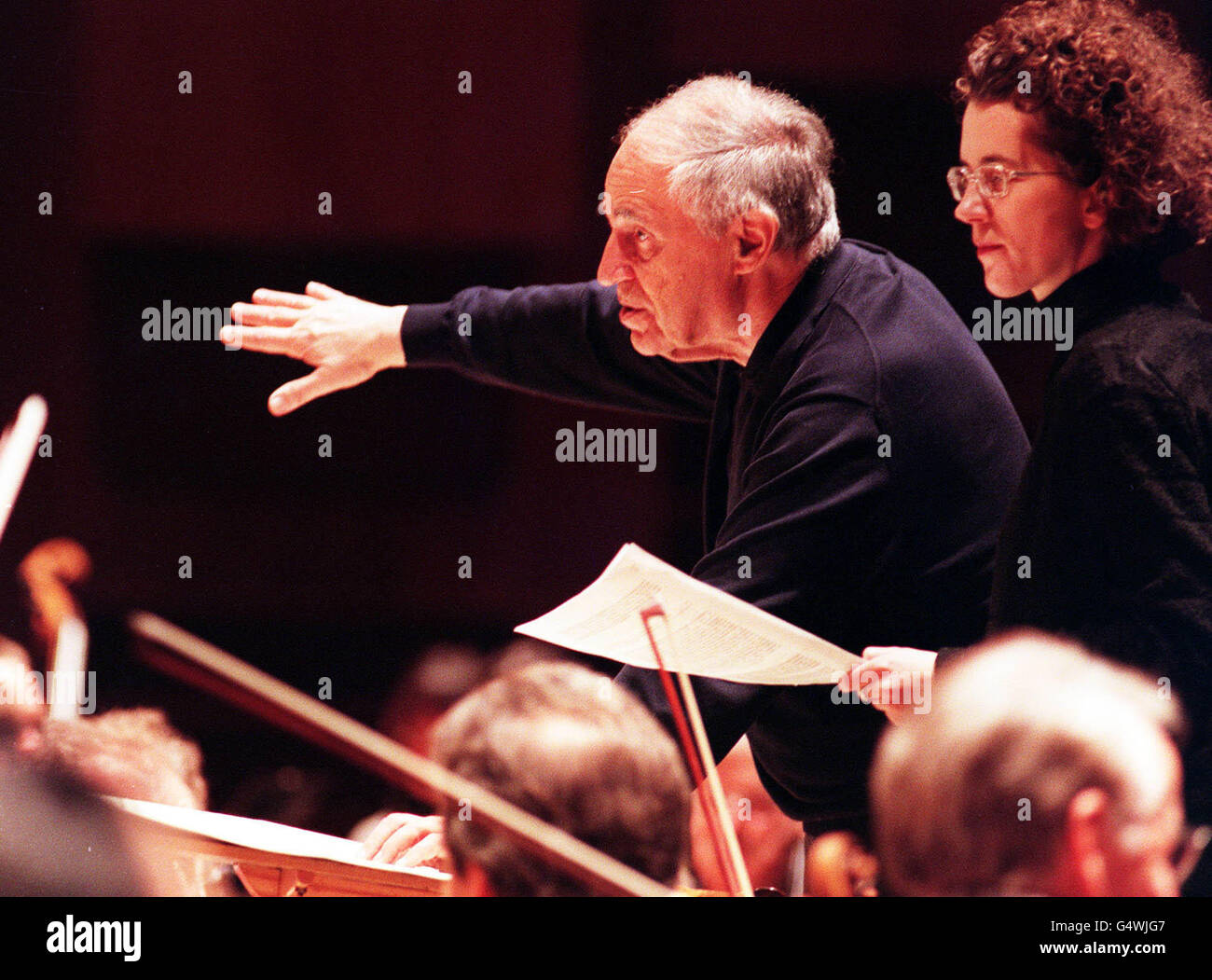 Pierre Boulez conducting Stock Photo - Alamy